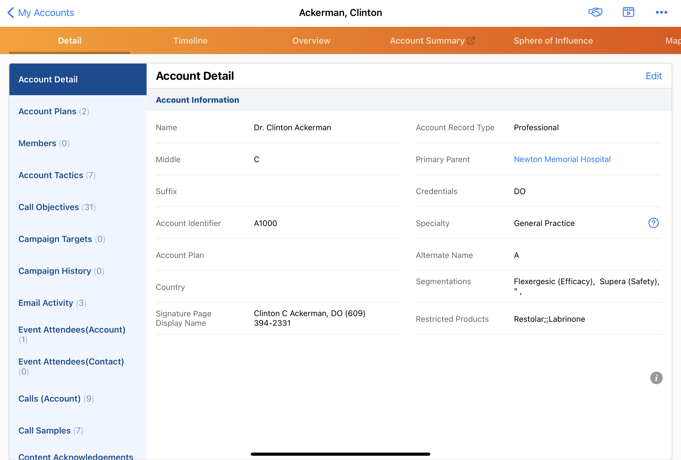 Using The Account Details Screen