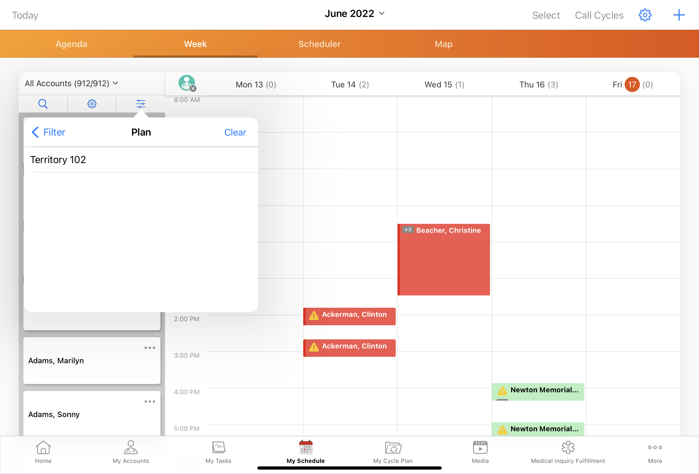 MCCP Filtering in My Schedule