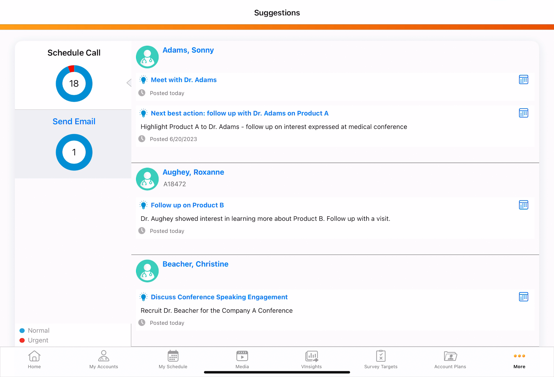 Scheduling a Call from a Suggestion